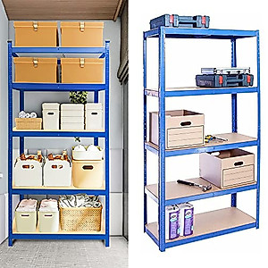 YouseaHome Heavy Duty Wide Size Garage Shelving Storage Shelves, 5-Tier Adjustable Metal Shelving Unit Utility Rack Shelves Multipurpose Shelf, Warehouse Basement,Blue,148H x 70W x 30D
