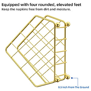 Lxmons Vertical Napkin Holder for Dining Table Décor, Freestanding Metal Paper Holder for Kitchen Countertop, Heavy Duty Napkin Paper Organizer, Durable Tissue Stand for Home Restaurant, Gold