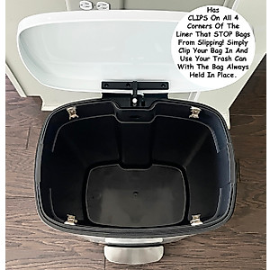 Homie 13 Gallon Kitchen Trash Can Soft Close with Anti - Bag Slip Liner and Lid, Use as Garbage Basket, Tall Dust Bin, or Decor in Bathroom, Restroom, Kitchen, or Bedroom (13 Gallon, Shiny White)