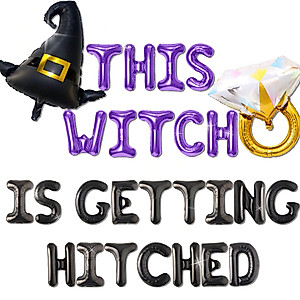 This Witch is Getting Hitched Banner Balloons Halloween Bachelorette Party Witch Bach Party Decorations Bridal Shower Party Supplies