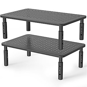 PUTORSEN Monitor Stand Riser with Vented Metal 3 Height Adjustable Dual Monitor Stand for Computer, Laptop, iMac, PC, Printer, Desktop Ergonomic Monitor Riser Stand with Non-Skid Rubber 2 Pack