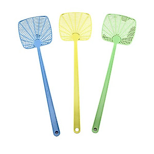 Dependable Industries 3 Pack Bug & Fly Swatter Extra Long Handle Indoor Outdoor 17.4" Long