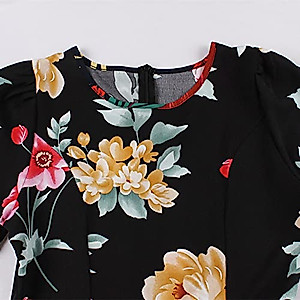 Dress for Women, Dresses Women 2023 Party Night Sequin Long Sleeve Dress Wedding Dresses Women's Fashion Casual Slim Fit Printed Round Neck with Belt Short Dress Black Casual (L, Black)