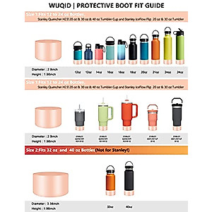 WUQID Protective Silicone Boot Sleeve for 12oz-40oz Sport Flask/Stanley Water Bottles Tumbler Anti-Slip Bottom Sleeve Cover for All Water Bottles Bottom Width of 2.83&3.56in
