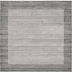 Unique Loom Del Mar Collection Area Rug-Transitional Inspired with Modern Contemporary Design, 8' 0 x 8' 0 Square, Light Gray/Beige