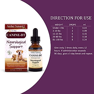 Amber NaturalZ Canine DT Herbal Supplement for Dogs | Canine Supplement for Muscle, Nose, Paw Pad, Nerve, and Neurological Support | 1 Fluid Ounce Glass Bottle | Manufactured in The USA