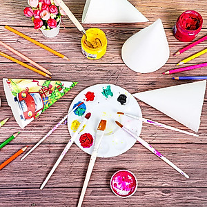 60 Pieces White Party Cone Hats Party Paper Cone Hats White Party Paper Hats for Adults DIY Art Craft Birthday Party Supplies, 6.5 x 4.1 Inch