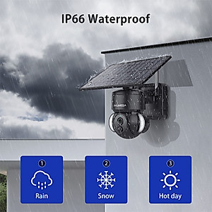 INQMEGA Solar Security Camera Outdoor, Security Cameras Wireless Outdoor,15000mAh Battery Solar Powered with 3MP Night Vision,Floodlight,2-Way Audio, PIR Motion Detection SD&Cloud(Black)