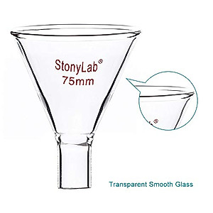 stonylab Glass Powder Funnel, Heavy Wall Borosilicate Glass Short Stem Funnel with 75 mm Top Diameter and 22 mm Stem Length