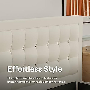 Nectar Bed Frame & Headboard - Linen - Full - 8 Inch Legs and Sturdy Wooden Slats for Support - Contemporary and Durable Upholstery - Holds Up to 700 Pounds - Easy Assembly