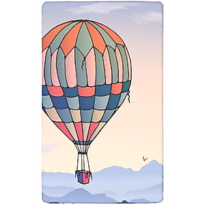 Hot Air Balloon Themed Fitted Crib Sheet,Standard Crib Mattress Fitted Sheet Soft and Breathable Bed Sheets-Crib Mattress Sheet or Toddler Bed Sheet,28“ x52“,Multicolor