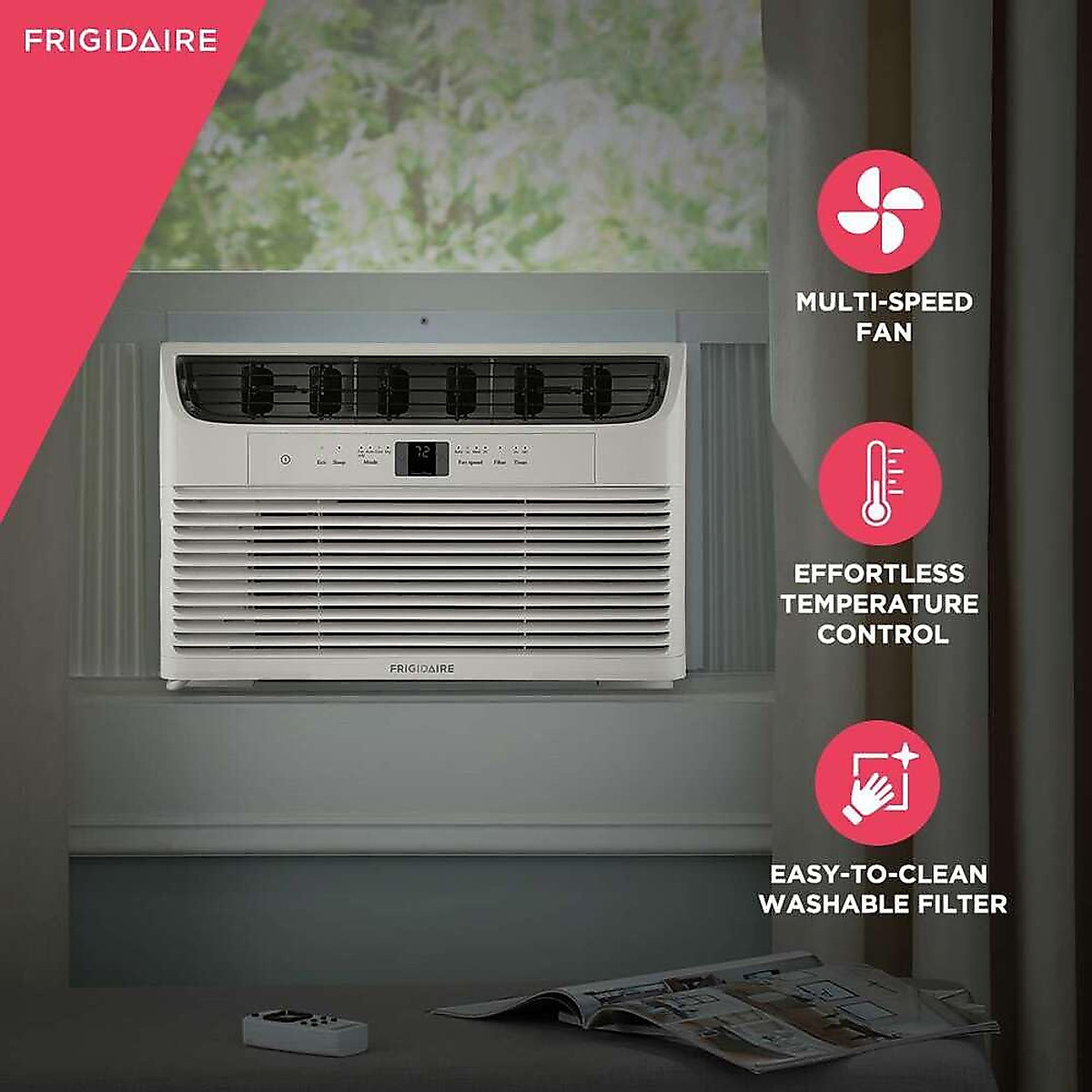 Frigidaire FHWC253WB2 Window Air Conditioner, 25,000 BTU with Easy Install Slide Out Chassis, Energy Star Certified, Multi-Speed Fan, Eco Mode, White. 26.5"D x 26.5"W x 18.63"H