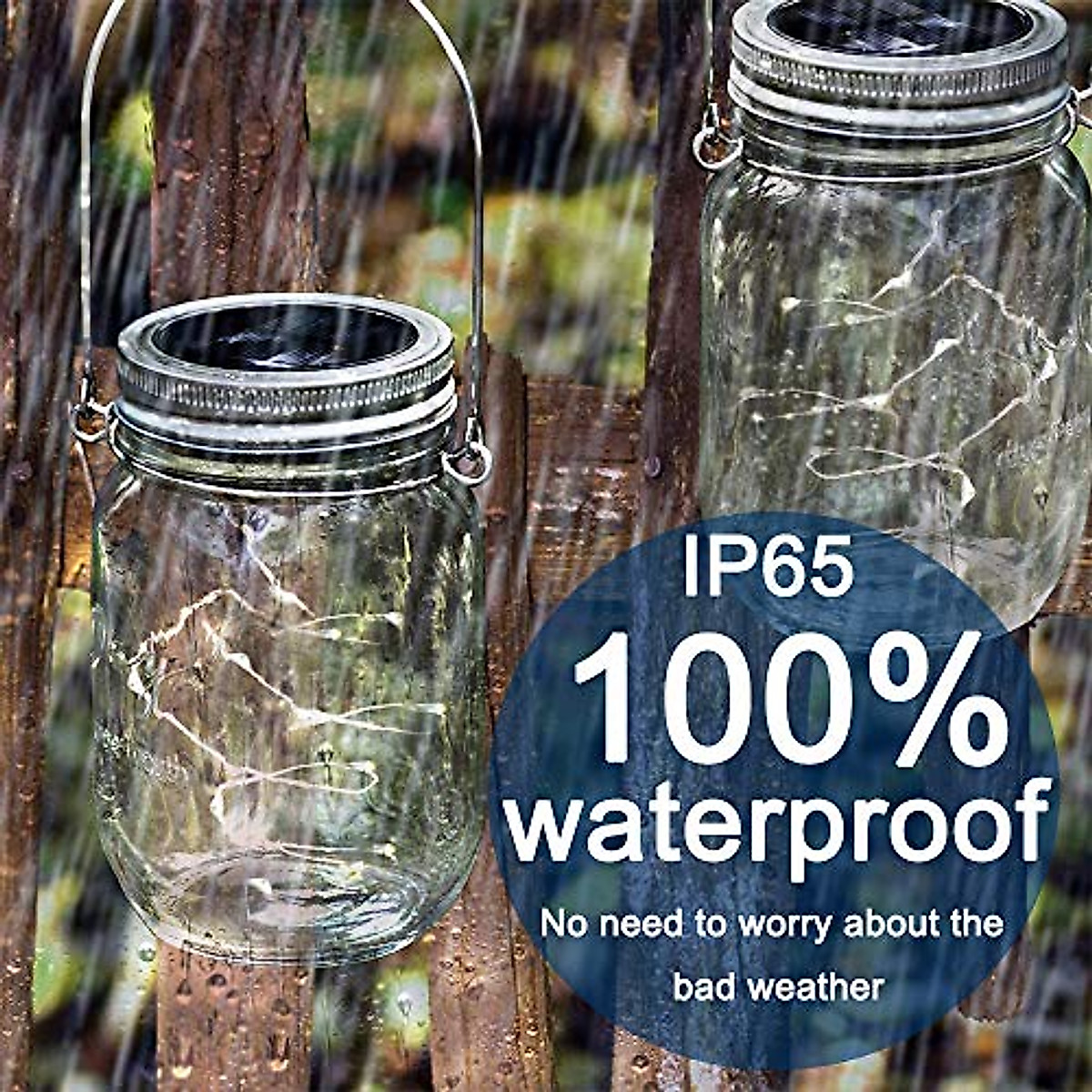 SunKite Solar Mason Jar Lights, 8 Pack 15 LED Waterproof Fairy Firefly Jar Lids String Lights with Hangers(NO Jars), Patio Yard Garden Wedding Easter Decoration - Multicolor