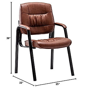 BTEXPERT Brown Premium Leather Office Executive Waiting Room Guest/Reception Side Conference Chair Set of 2