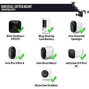 Wasserstein 2-in-1 Universal Gutter Mount Compatible with Wyze, Blink, Ring, Arlo, Eufy Camera - Mount Your Security Cam and Solar Panel - Solar Panel and Cam Not Included (Black)