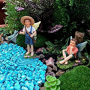 PRETMANNS Fairy Garden Fairy Figurines - Adorable Fishing Boy Garden Fairies - Small Fairies for Gardens - The Boy Fairies are Ideal Accessories for an Outdoor Miniature Garden - 2 Fairies