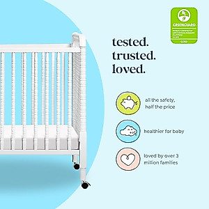 DaVinci Jenny Lind 3-in-1 Convertible Mini Crib in White, Removable Wheels, Greenguard Gold Certified
