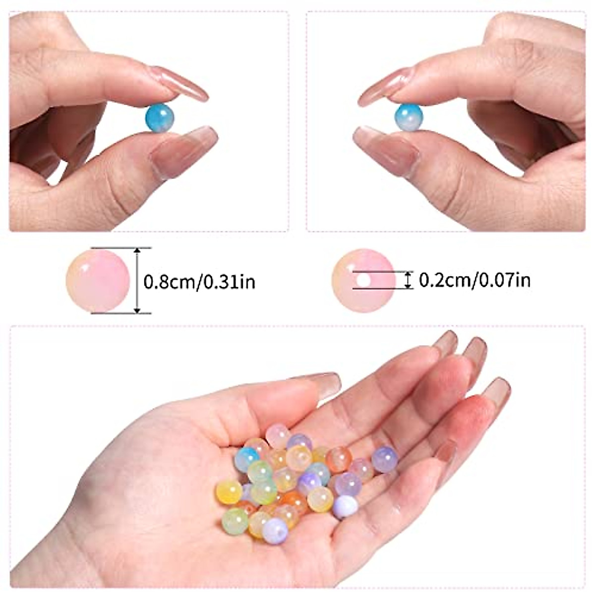 710PCS Glass Beads for Bracelet Making Kit Crystal Beads with Accessories, 8mm Glass Beads for Jewelry Making, Art Round Gemstone Bead DIY for Beading Necklace Adults Beginners