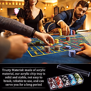 FINGERINSPIRE 2 Pcs Clear Poker Chip Trays Plastic Casino Poker Chip Tray Rack Poker Chip Holder Poker Chip Cases with Cover for Casino Game Standard Size Chips & Clay Chips Each Holds 100 Chips