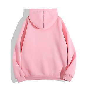 SHENHE Women's Slogan Letter Print Long Sleeve Hooded Sweatshirt Pullover Hoodie Tops Light Pink S