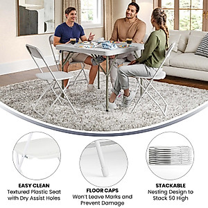 Flash Furniture Hercules Series Plastic Folding Chair - White - 650LB Weight Capacity Comfortable Event Chair - Lightweight Folding Chair