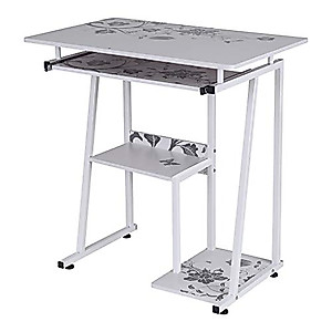 Desktop Computer Desk with Storage, Home Office Study Writing Table Computer Gaming Table Bedroom Laptop Table, Student Study Desk PC Laptop Table Mobile Medical Overbed Table for Living Room (White)