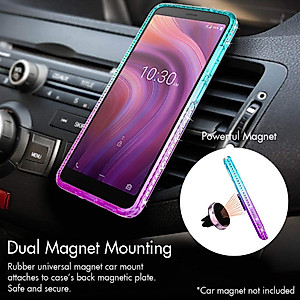 Silverback Alcatel 3V 2019 Case, Moving Liquid Holographic Sparkle Glitter Case with Kickstand, Bling Diamond Bumper Ring Slim Protective Alcatel 3V 2019 Case for Girls Women -Purple