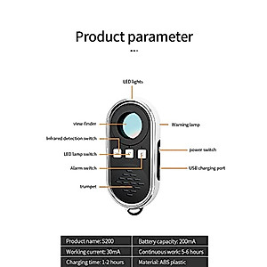OLYAXEN Anti Hidden Camera Detector Spy Camera Finder Personal Emergency Safe Sound Alarm with Mini LED Flashlight Pocket Sized Camera Finder Locates Hidden Camera Quickly and Instantly