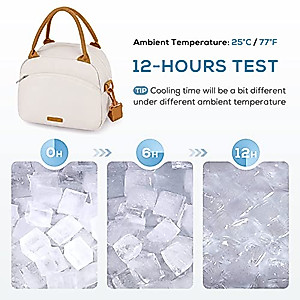 TOURIT Womens Lunch Bag Insulated Lunch Box Cute Lunch Bags for Women, Work, Picnic, Beige