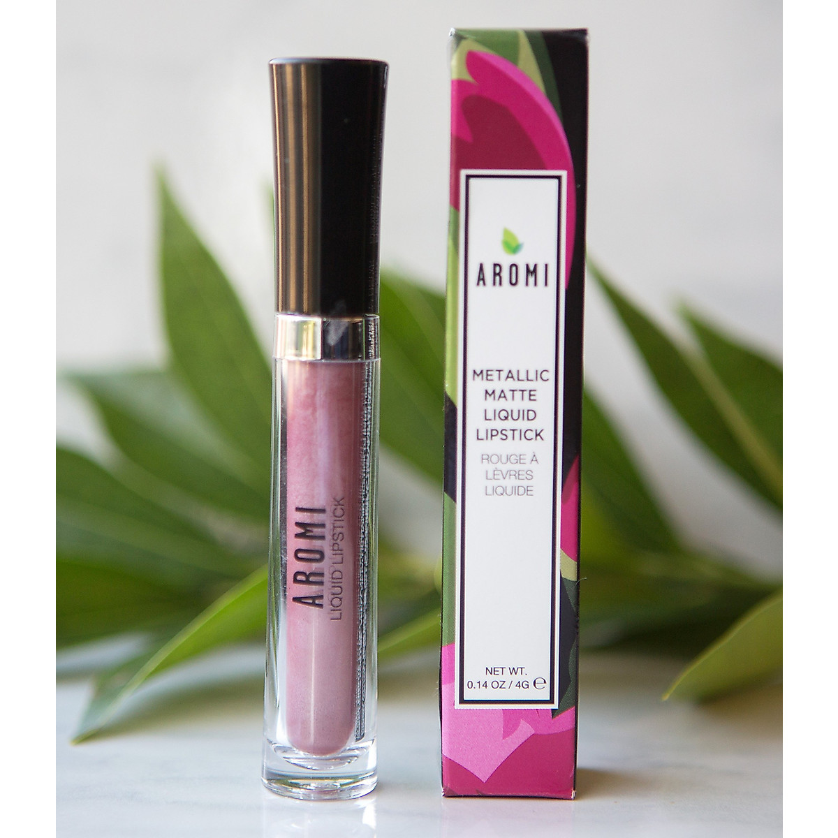Aromi Dusty Rose Metallic Liquid Lipstick, Rosy Pink Nude Lip Color, Shimmery Finish, Waterproof, Long Lasting, Vegan, Cruelty-Free, Handmade (Pixie Dust)