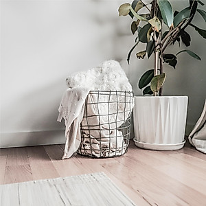 8"D x 6"W x 8"H Wire basket for blankets, kids toys, food and organized pantries. Cool designed metal round storage blanket to this round wire basket to decorate your bedroom and living room