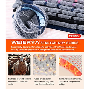WEIERYA Ski Socks 2 Pairs Pack for Skiing, Snowboarding, Outdoor Sports Performance Socks Blue L 2 Pairs