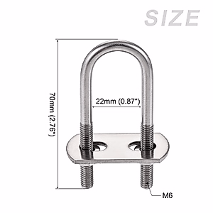 METALLIXITY U Bolts 4 Sets (M6x22x70mm), Round U Bolt 304 Stainless Steel with Accessories - for Construction, Pipe