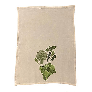 Fancy Flour Sack Kitchen Towels Set of 3 Premium Quality, Highly Absorbent, Vegetable Print White