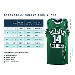 MESOSPERO #14 The Fresh Prince of Bel Air #25 Carlton Banks Basketball Jersey,90s Hip Hop Clothes for Party Men (14 Green, Small)