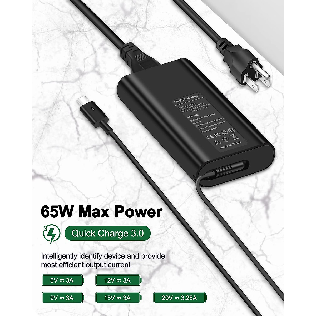 65W 45W Dell Laptop Charger USB C for Dell Latitude 5420 5520 7275 7420 7410 7370 Dell XPS 13 9350 9250 9380 9370 9360 9365 Chromebook 3100 3400 5190 Adapter Power Cord