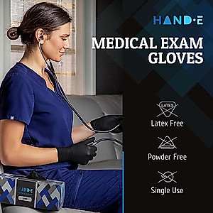 Black Nitrile Medical Gloves Disposable Large 100 Count - Surgical Gloves Latex Free, Extra Thick 5 Mil Medical Exam Gloves, Powder Free