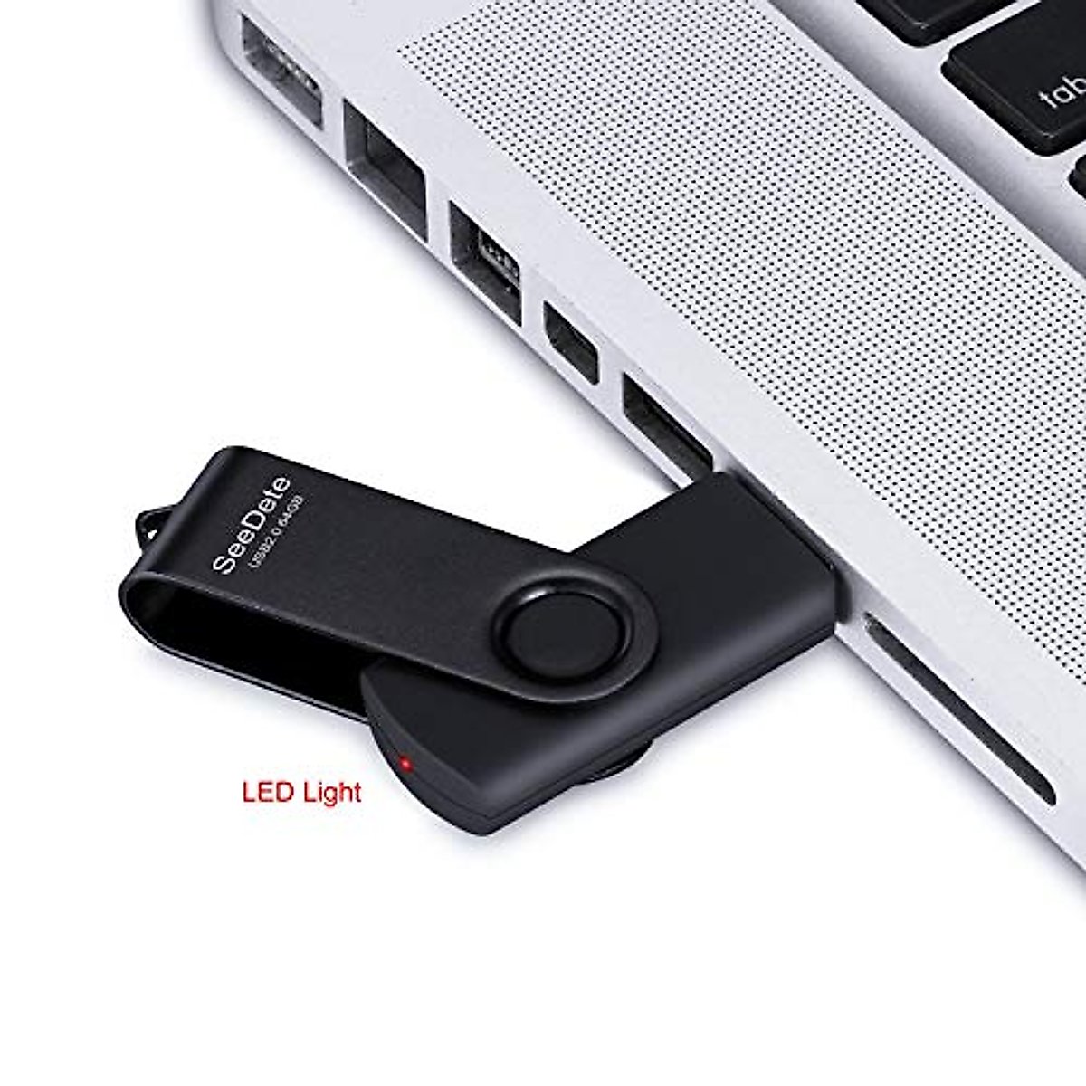 SeeDete 64GB Flash Drive USB Stick Thumb Drive Rotated Design Memory Stick with LED Light for External Storage and Backup Data Jump Drive 5 Pack 64GB (Multicoloured: Gold Black Red Blue Green)