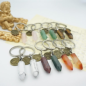 ZUOPIPI Zodiac Crystal Stone Keychain Natural Rose Stone/Red Agate/Aventurine Healing Crystal Keychain (Taurus)