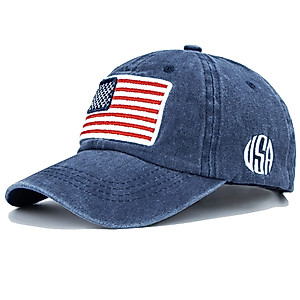IZUS American Flag,Distressed Baseball Hat – Distressed Cotton-Blend Dad Hat Embroiderred for Adult (Navy)