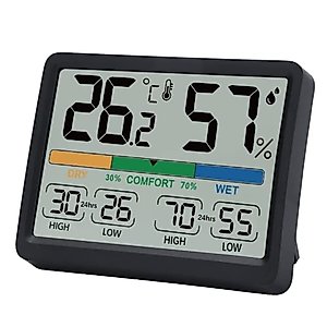 BRAPILOT Indoor Thermometer Hygrometer Humidity Meter, Room Temperature Humidity Monitor Gauge,Temperature Humidity Calibration, ˚F/℃ Switch, Comfort Indicator - 3.45 X 2.6 X 0.52 Inches (1 Pack)