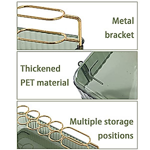 Shuang Qing 2 Tier Bathroom Counter Organizer, Skin Care Vanity Countertop Organizer, Makeup Brush Holder Organizer, Perfume Trays for Dresser and Toothbrush Holders for Bathrooms (Green)