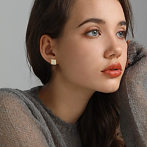 NEWITIN 12 Pairs Stainless Steel Stud Earrings for Men Hypoallergenic Earrings Inlaid Cubic Zirconia Men Earrings Hoop Earrings Stud Earrings for Women Men