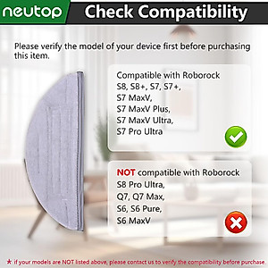 neutop Mop Cloths Pads, Compatible with Roborock S8, S8+, S7, S7+, S7 MaxV Plus/MaxV Ultra/Pro Ultra, Robot Vacuum Cleaners, Washable Spare Parts Accessories, 6-Pack.