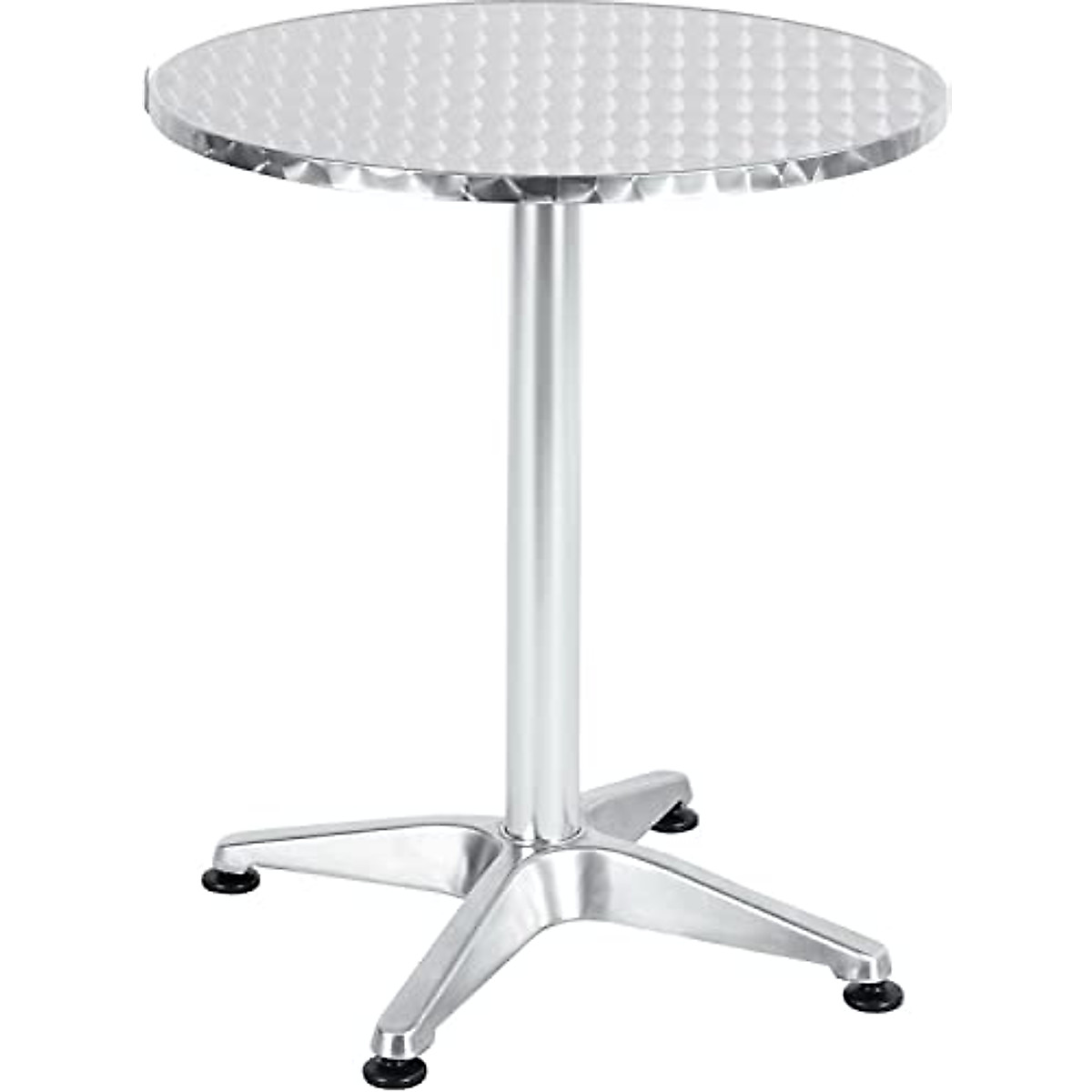 BTEXPERT Silver Indoor Outdoor 23.75" Round Restaurant Table for Patio Stainless Steel Aluminum Furniture with Base, 23.75Inch X 27.7" Height-One