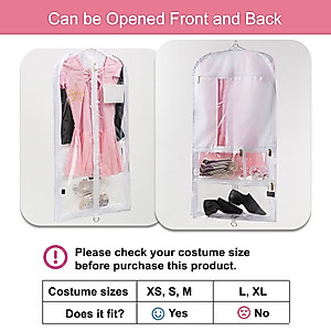 Elite Dance Gear 35" Clear Garment Bag With 3 Zipper Pockets for Suits Dress Cover, Travel & Competitions Protector, Dance Costumes, Girls Dress Recital Outfit Organizer, 3 packs, White