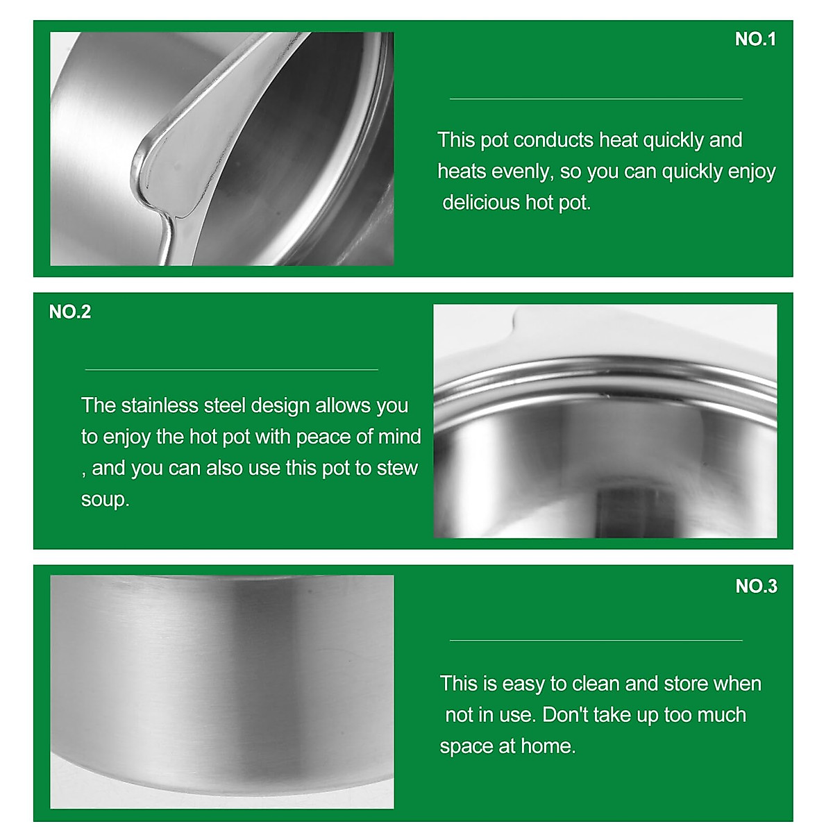 HEMOTON Shabu Hot Pot Stainless Steel Chinese Induction Shabu Pot Soup Bowls Stock Pot for Induction Cooktop Gas Stove (Silver) 24X19X8CM