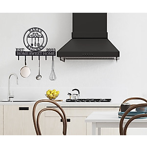 Kitchen Utensil Rack with Custom Name, Farmhouse Kitchen Utensil Holder, Personalized Metal Kitchen Utensil Hanger, Kitchen Utensil Organizer for Wall, Hooks for Kitchen Utensils