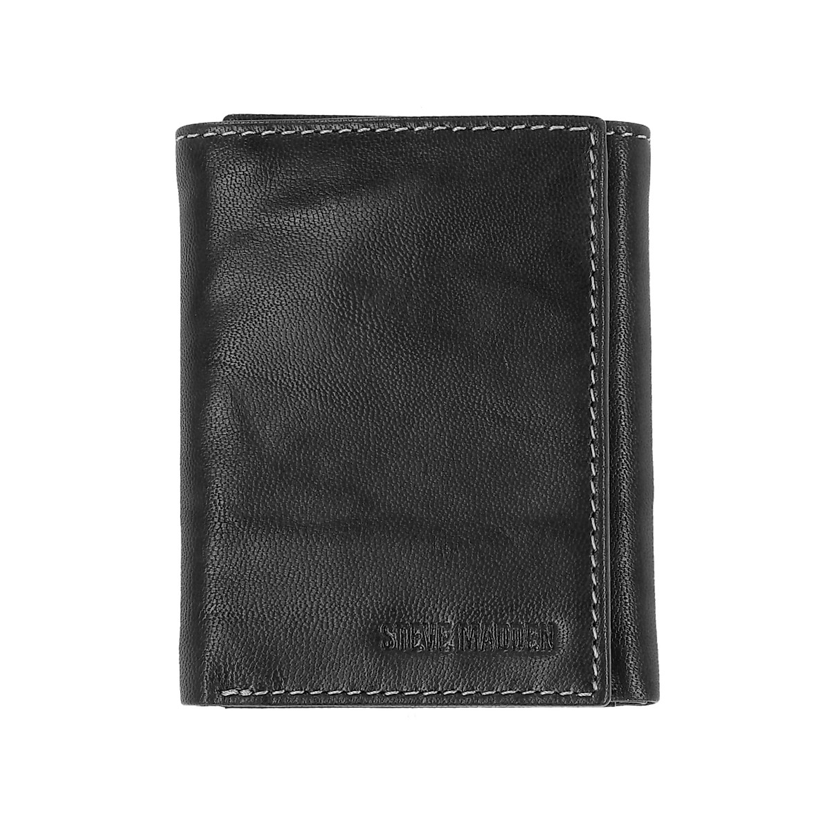 Steve Madden Men's RFID Trifold Wallet with ID Window, Black (Antique), One Size