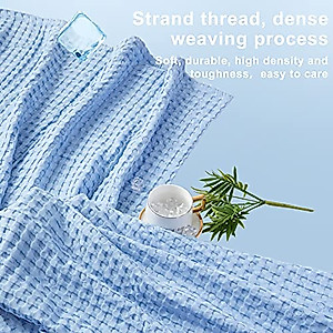 LBRO2M Waffle Blanket Twin Size Bamboo Cotton Cooling,Summer Lightweight Bed Sofa Couch Throws Blankets,Super Soft Cool Weave Travel for All Season, Lake Blue